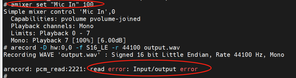 F1C200S arecord提示arecord: pcm_read:2221: read error: Input/output erro / 全志 SOC / WhyCan Forum(哇 ...